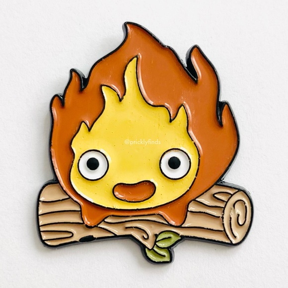 pricklyfinds | Jewelry | 84 Howls Moving Castle Calcifer Sits On Log ...